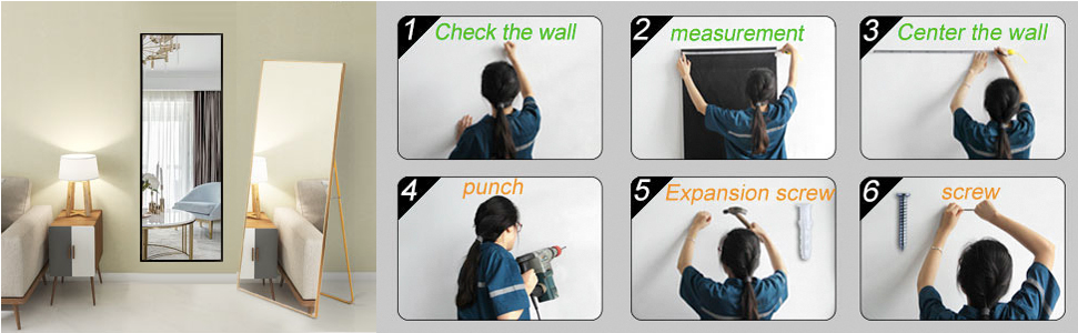 Full length rectangle mirror | Floor Mirrors by Sam Home Collection